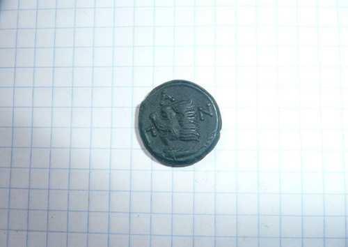 Античная монета Лев-осетр-сатир-4. Пантикапей