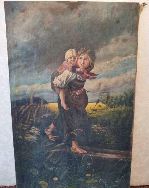 Картина маслом - Дети бегущие в грозу, Маковский
