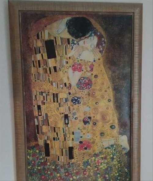 Картина" Поцелуй", авторский постер живописи Климт