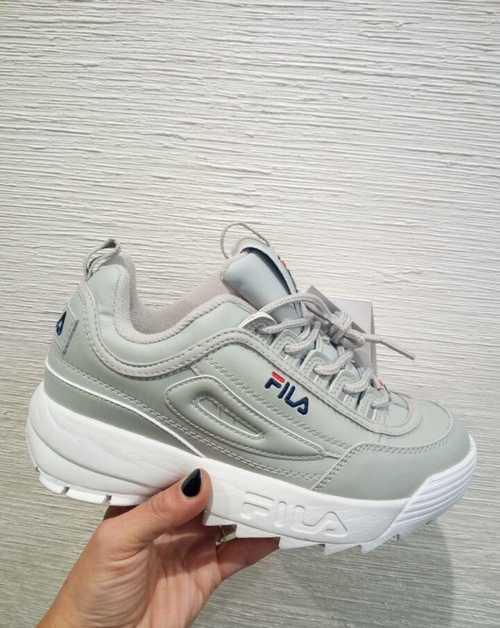 Серые кожаные кроссовки Fila 36-40