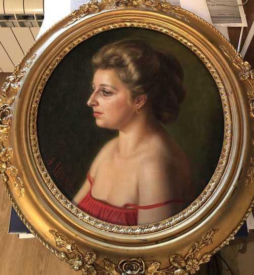 Картина А.М. Шилова «Женский портрет», овал, 1982