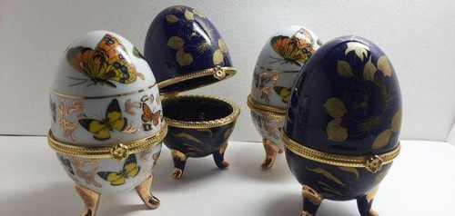 Фарфоровые статуэтки -шкатулки в форме яйца