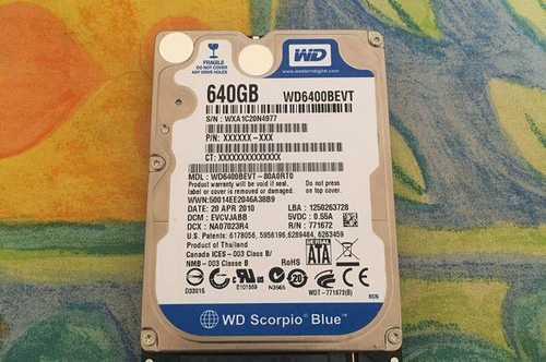 Жесткий диск WD Scorpio Blue 640GB