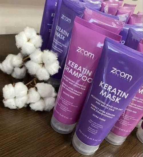 Бессульфатный уход шампунь и маска zoom Keratin