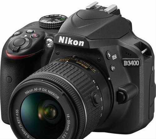 Nikon D3400(18-55мм AF-P) +32гб+Сумка+hdmi+Ремень+