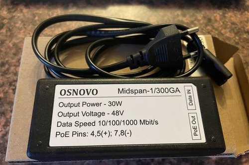 PoE-инжектор osnovo Midspan-1/300GA 1Gb Ethernet