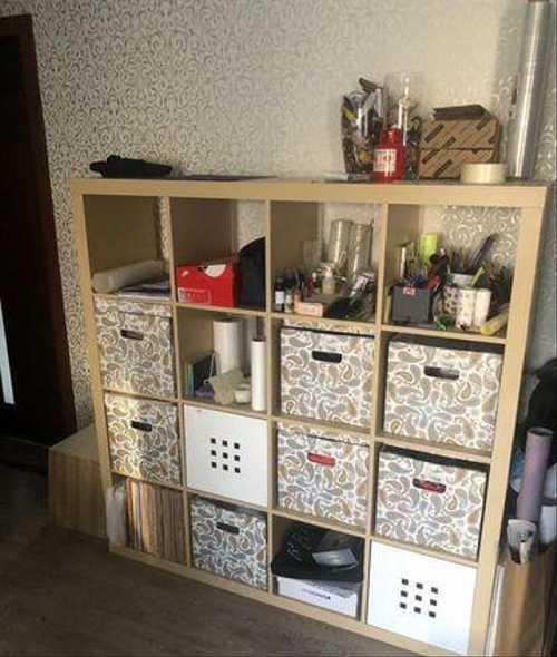 Стеллаж IKEA каллакс 4х4 беленый дуб