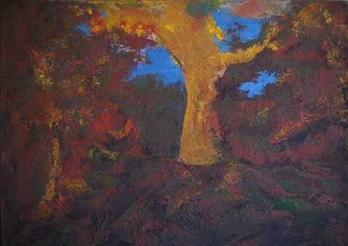Картина Желтое дерево в красном лесу