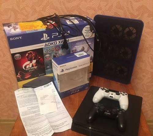 Sony playstation 4, slim, 1 tb + 2 геймпада