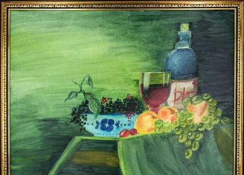 Картина маслом "Вино и фрукты" 40*50 см