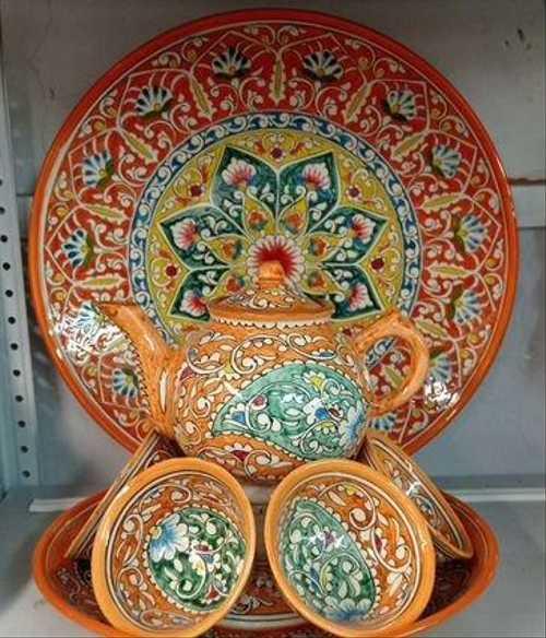 Узбекская посуда,Ляган для плова,чайный сервиз