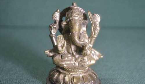 Статуэтка бронзовая Ганеша слон. Индуизм Мудрость