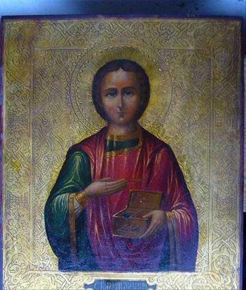 Старинная Икона - Св. Целитель Пантелеймон 19 век