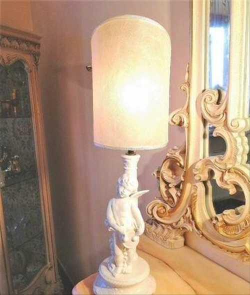 Интерьерная лампа винтаж Каподимонте фарфор комод