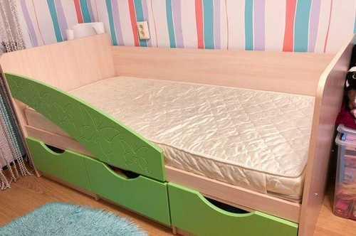 Кровать детская мдф 1.6м: матрас орт. в подарок