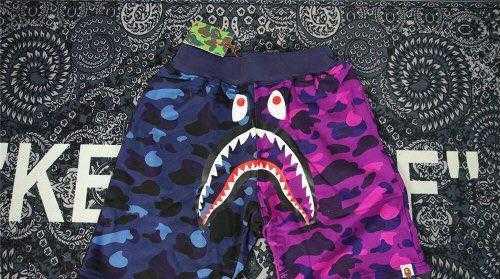 Bape шорты Split Shark Camo Shorts Purple Blue