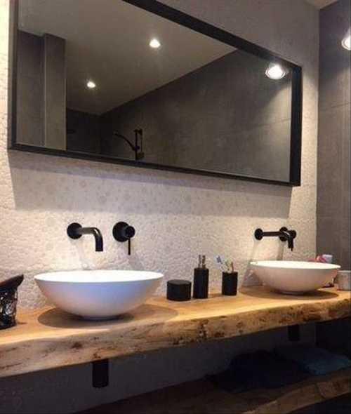 Столешница (эко) для ванной комнаты из слэбов дуба