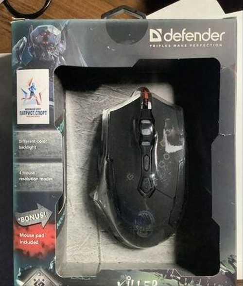 Игровая мышь Defender Killer + коврик в комлекте