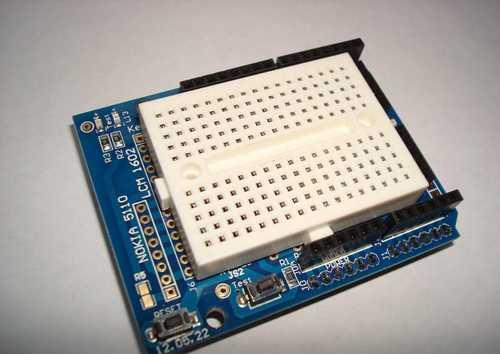 Arduino ProtoShield + Mini Breadboard