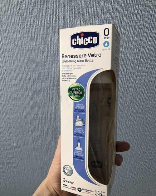 Бутылочка Chicco стекло 240мл