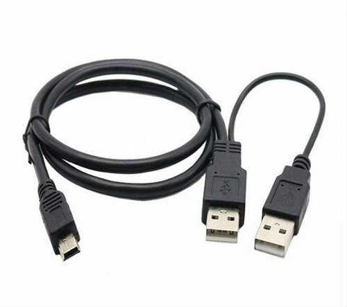 Y-кабель USB 2.0 2*Type A to 1*Tybe B mini 50 см