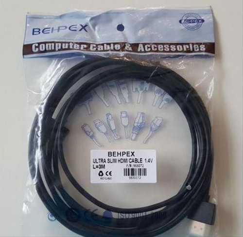 Кабель hdmi Behpex Ultra Slim 1.4v 3m