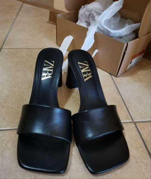 Новые кожаные босоножки мюли Zara 37 размер