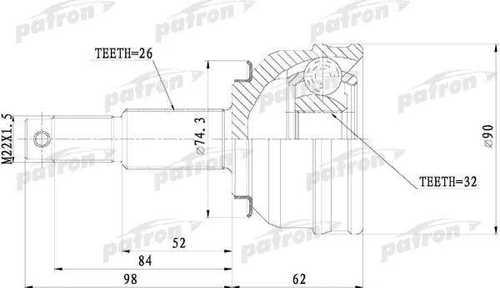 Шрус наружн 26x54.1x32 Chrysler: Town & Country 90