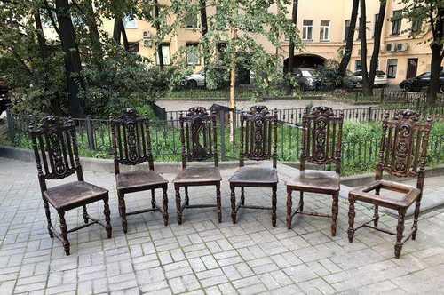 Старинный гарнитур 6 стульев, 19 век