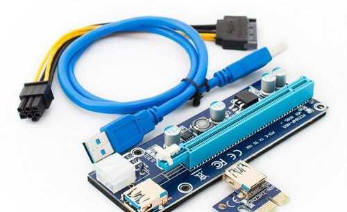 Новый Райзер (riser) PCI-E 1X-16X с разъёмом Molex