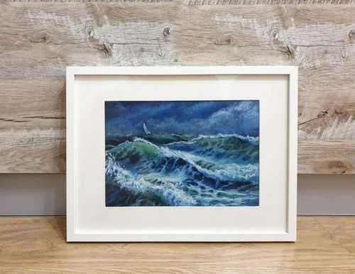 Картина пастелью море "Шторм"