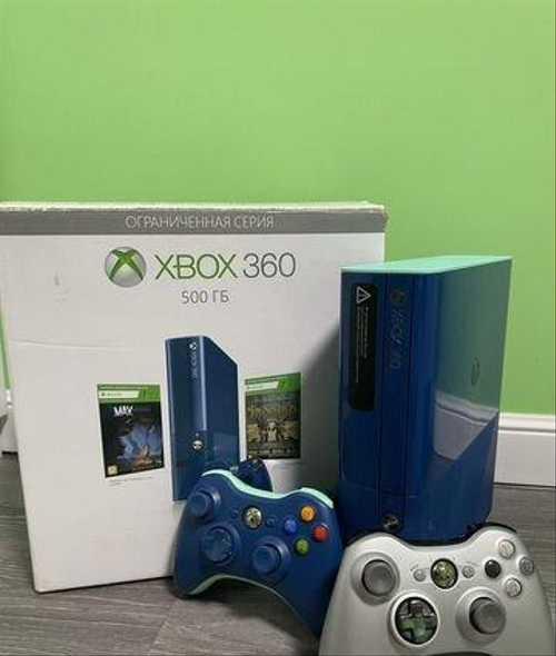 Xbox 360Е синий 1тб Freeboot 136 игр