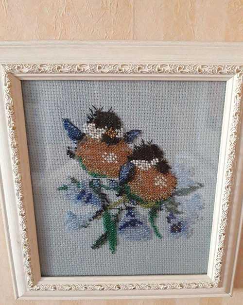 Картина, вышивка бисером с рамой