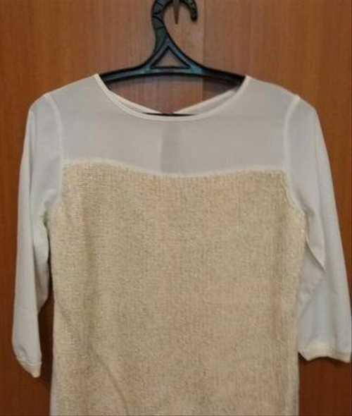 Шелковая блуза с трикотажем, 46-48