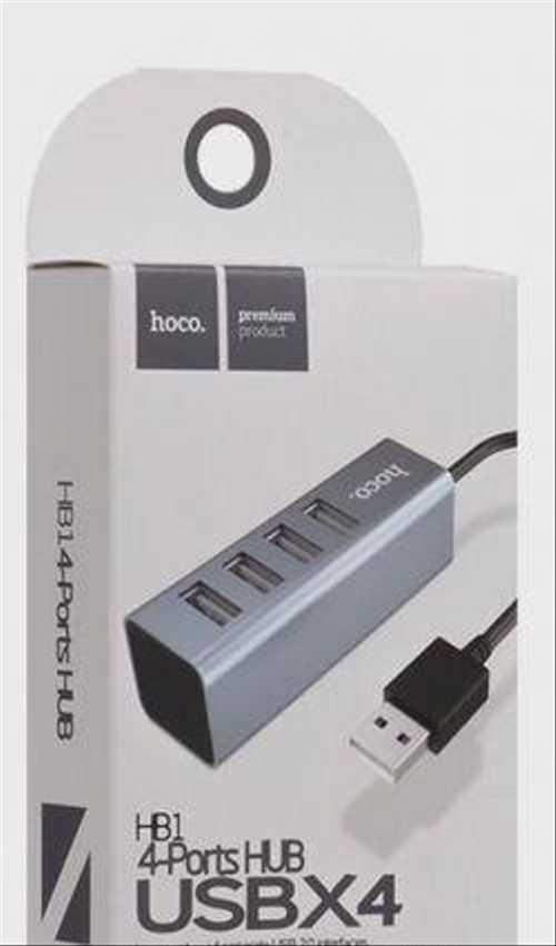 USB HUB Hoco HB1 USB концетратор на 4 USB черный