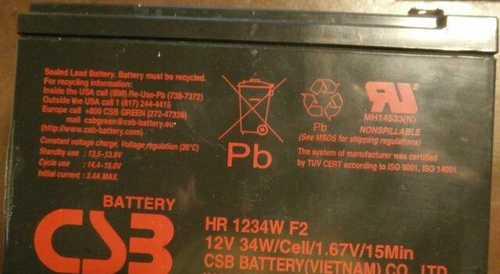 Аккумуляторная батарея CSB HR 1234W 9 Ач
