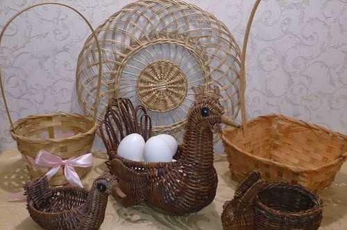 Пасхальная плетеная корзина для яиц и сладостей