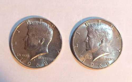 50 центов США 1968 серебро 2шт