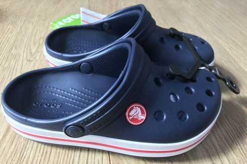 Crocs новые сабо Crocband Navy/Red С9/C10/C11/C12