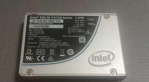 SSD NVMe Intel P3700 1.6TB U2 15dwpd