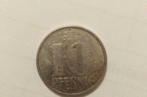 Монета 10 pfennig 1981 года