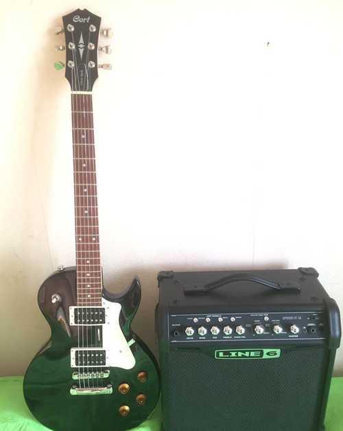 Электрогитара Cort CR100 Les Paul и комбик Line 6