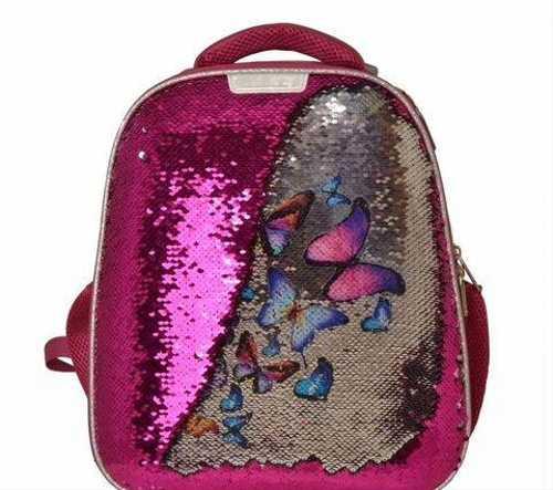 Ранец №1 School Sparkle, Pink, ортопедическая спинка, пайетки, фуксия, серебро