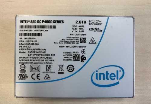 SSD диск Intel DC P4600 2 Тб ssdpe2KE020T701 U.2 S