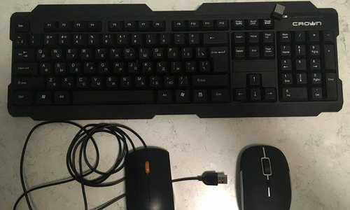 Клавиатура crown смк-6004 + мышь Lenovo 300 Black