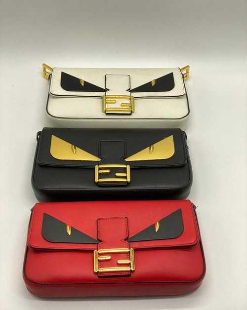 Сумка Fendi Baguette большой клатч с глазами FF