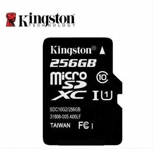 Карта KingSton microsdxc на 256GB class 10 адаптер