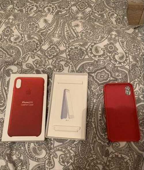 Кожаный чехол для iPhone XR (Lether case) - красны