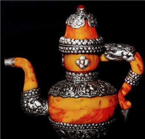 Чайник антикварный серебряный Тибет