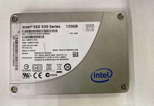 SSD бу Intel 330 Series 120 gb пробег 6800 часов